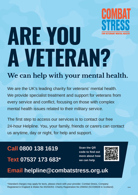 Helpline Poster | Combat Stress Trading Ltd
